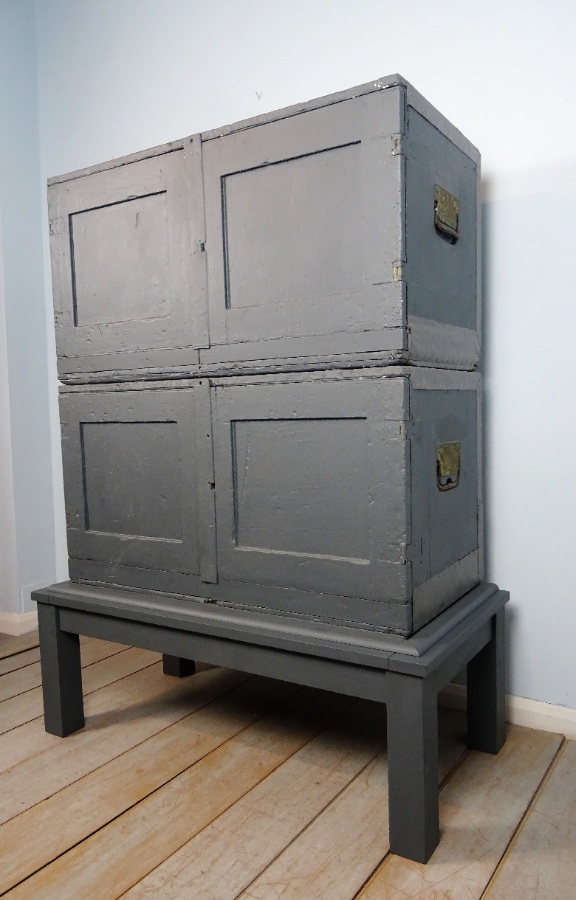 Antique Campaign Military Chest Transporting/Packing Cases